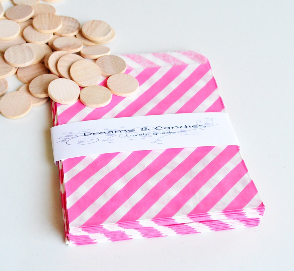 75 Patterned Pink Lines Paper Bags Size 5 1/8 X6 3/8 - Etsy