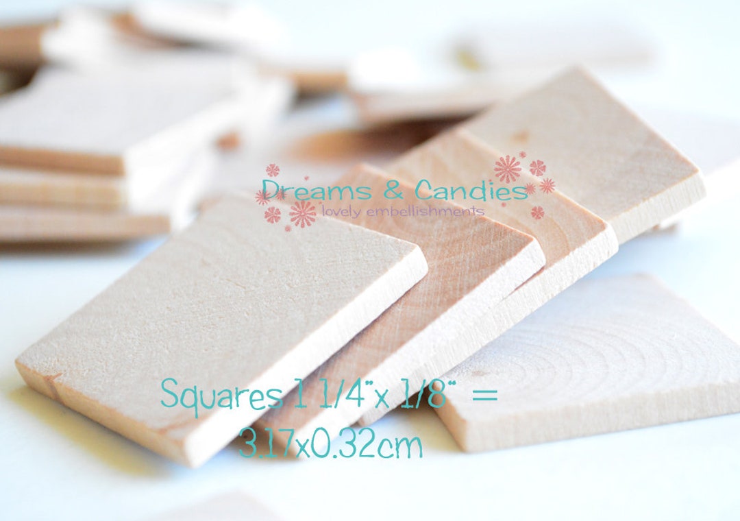 50 Unfinished Wooden Square 1 1/4" -small Wooden Squares -wooden ...