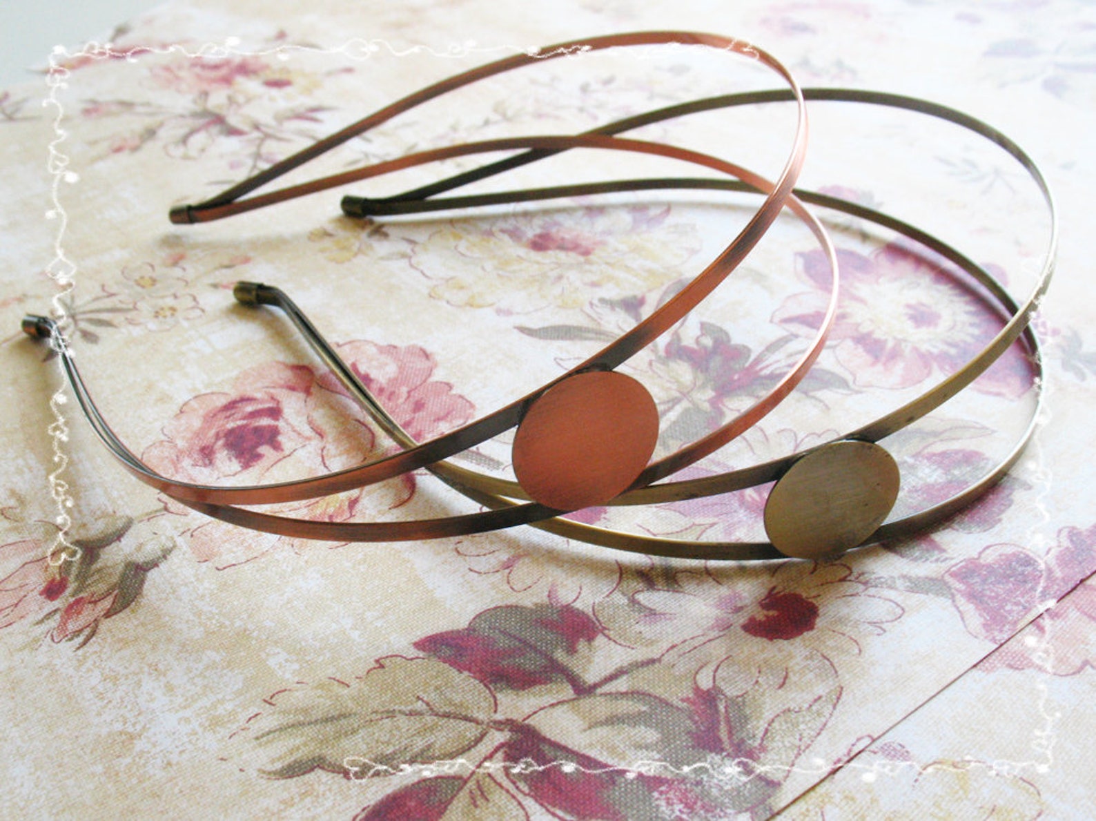 4 Vintage Brass Double Band Headband With With Blank 20x1mm - Etsy