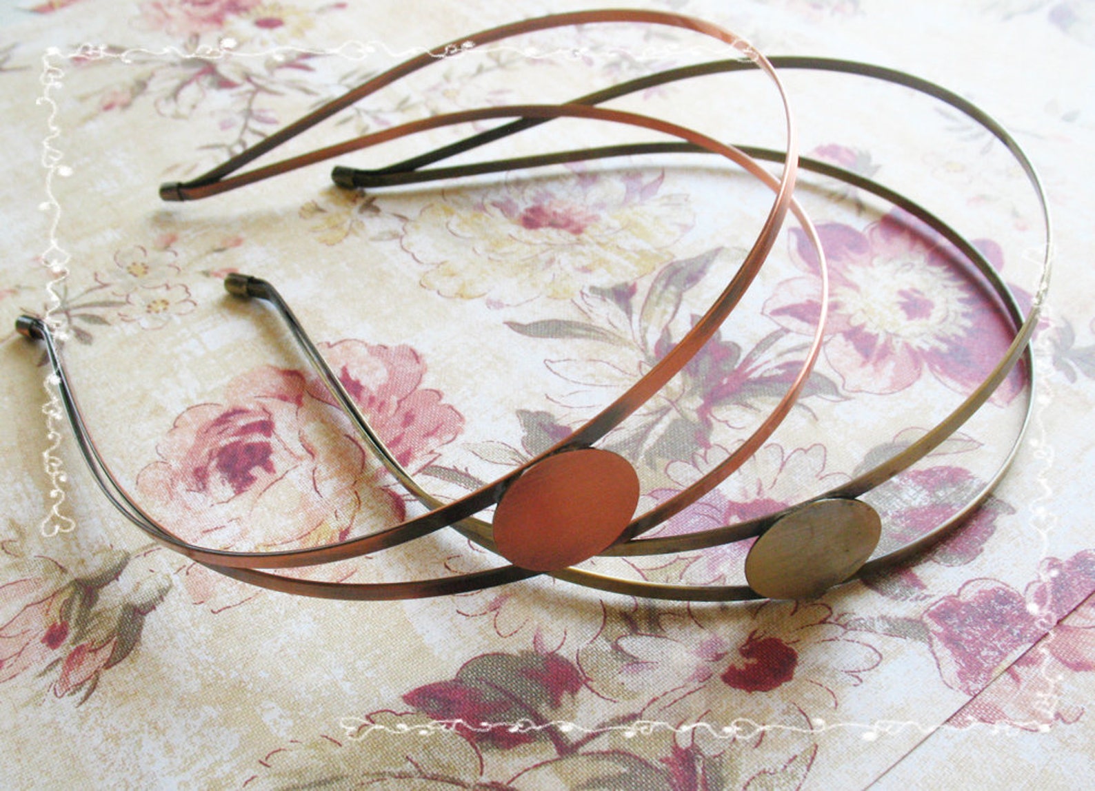 4 Vintage Brass Double Band Headband With With Blank 20x1mm - Etsy
