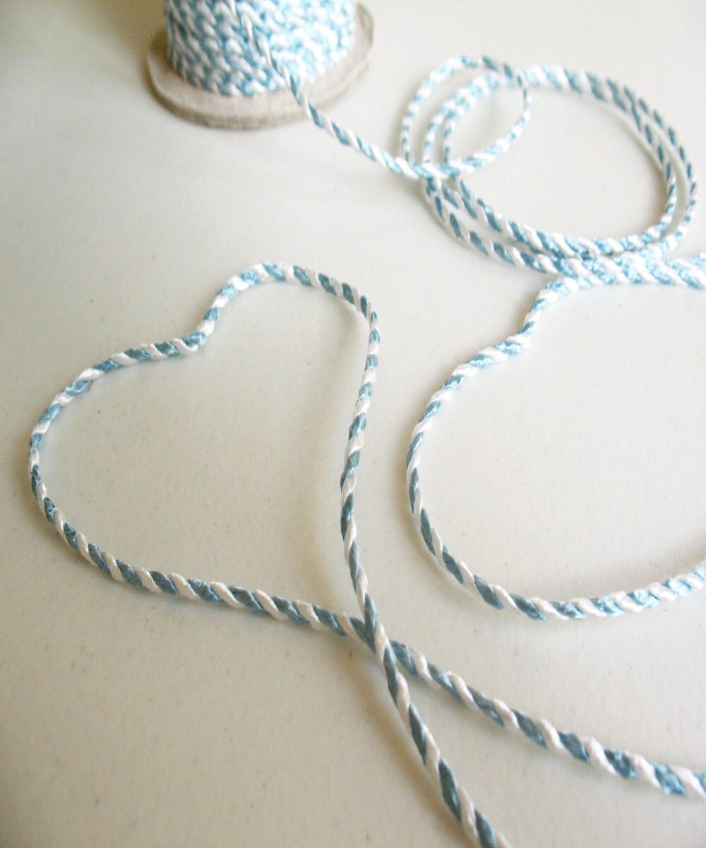 1yd twine Blue with White cord Bright and Silky Twine Cord | Etsy