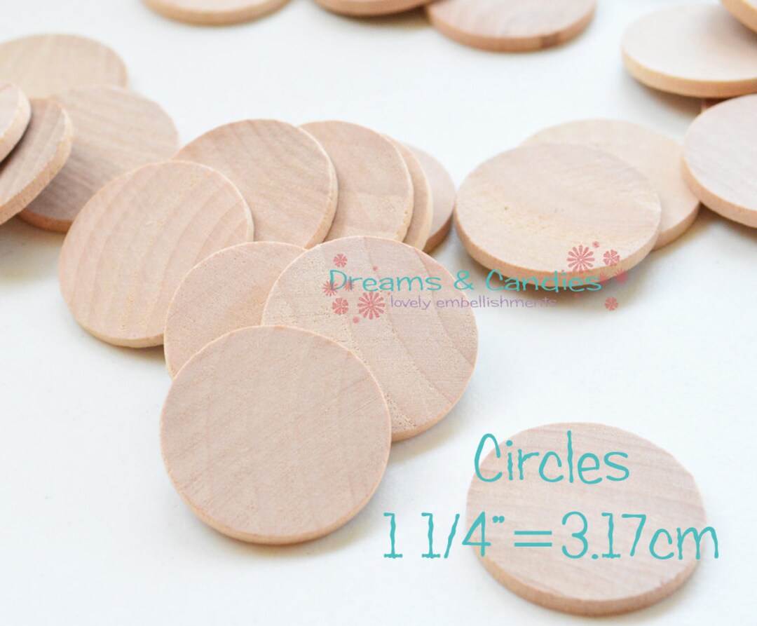 25 Unfinished Wooden Circles 1.25" -small Wooden Circles -wooden ...