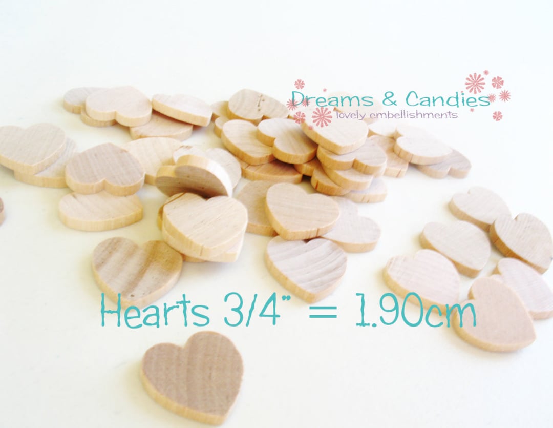 50 Miniature Wooden Hearts 3/4" -small Wooden Hearts -wooden Hearts ...