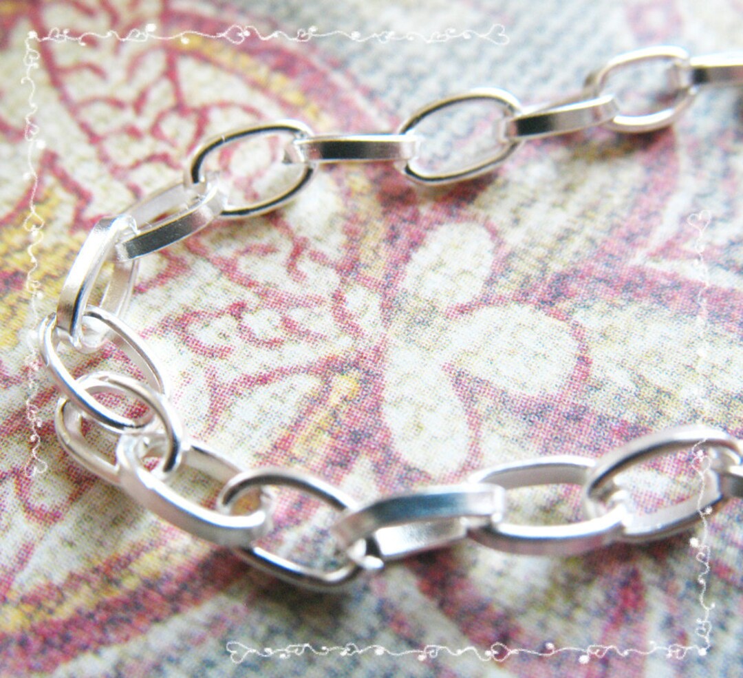 Antique Style Flat Chain -silver Color Oval Iron Link -brass Iron ...