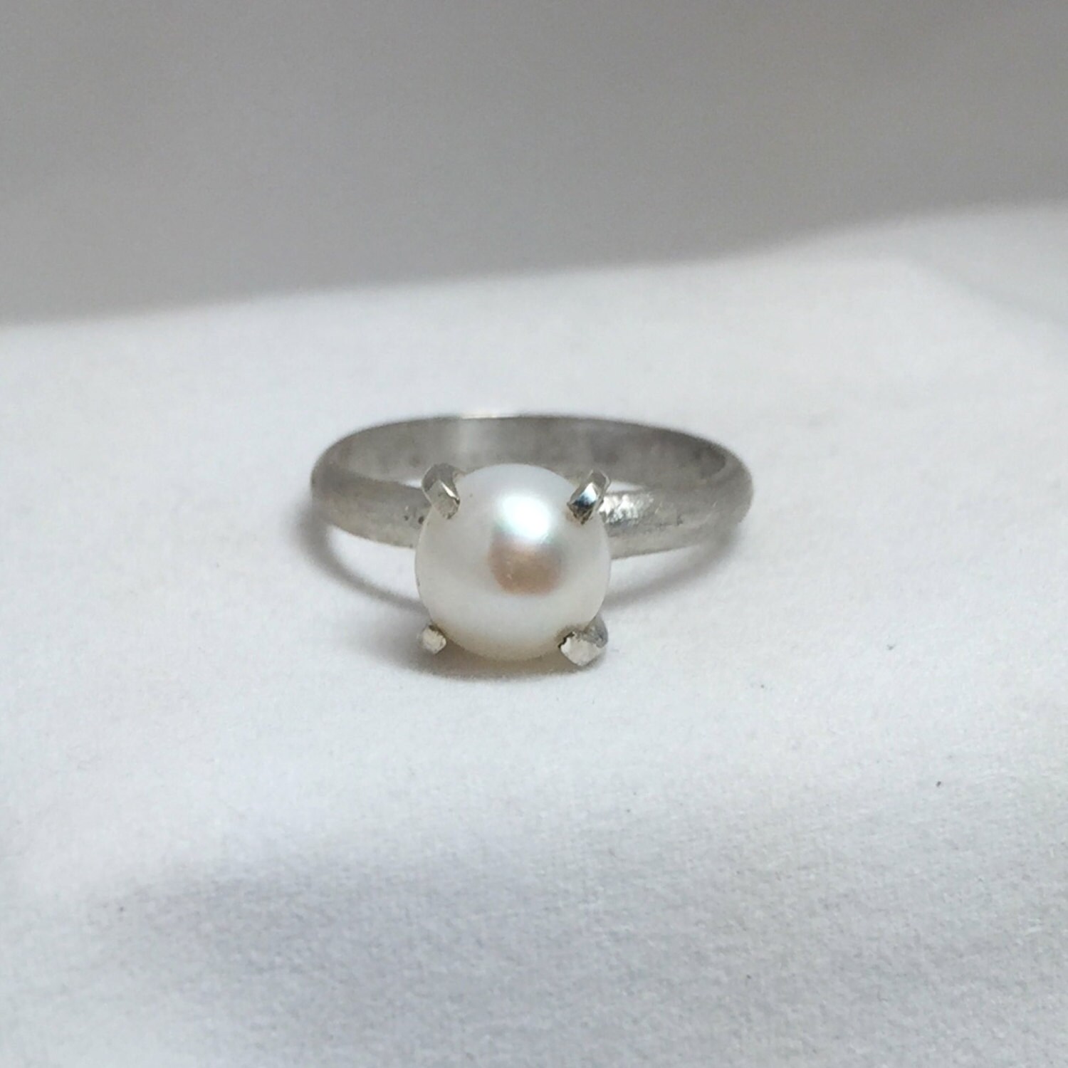 Modern Pearl Ring in Sterling Silver - Etsy