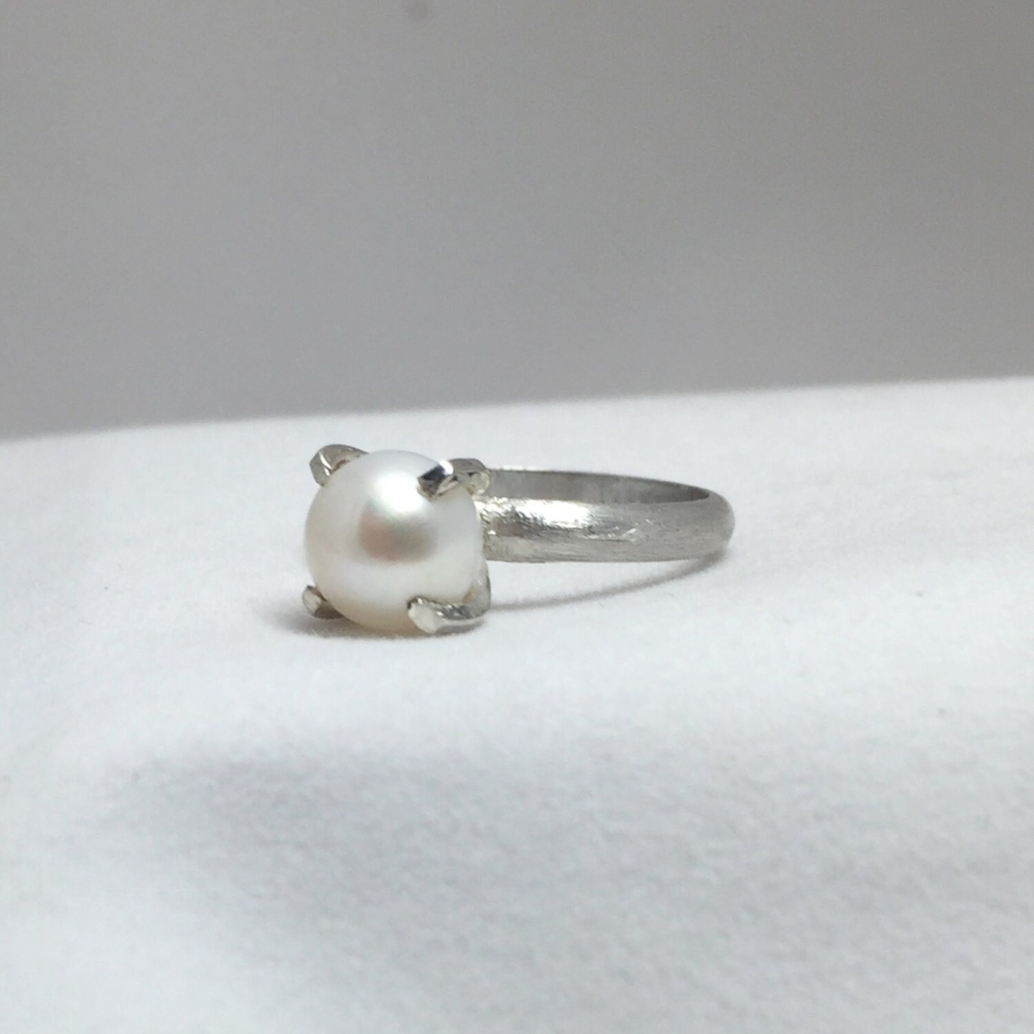 Modern Pearl Ring in Sterling Silver - Etsy