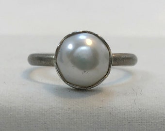 Bezel Set Pearl Ring - Etsy