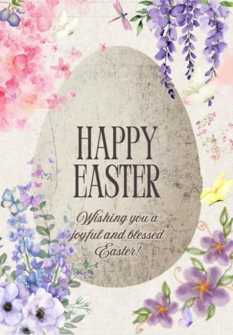 Watercolor Easter Card | Colorful Floral Bunny & Egg Design | Spring ...
