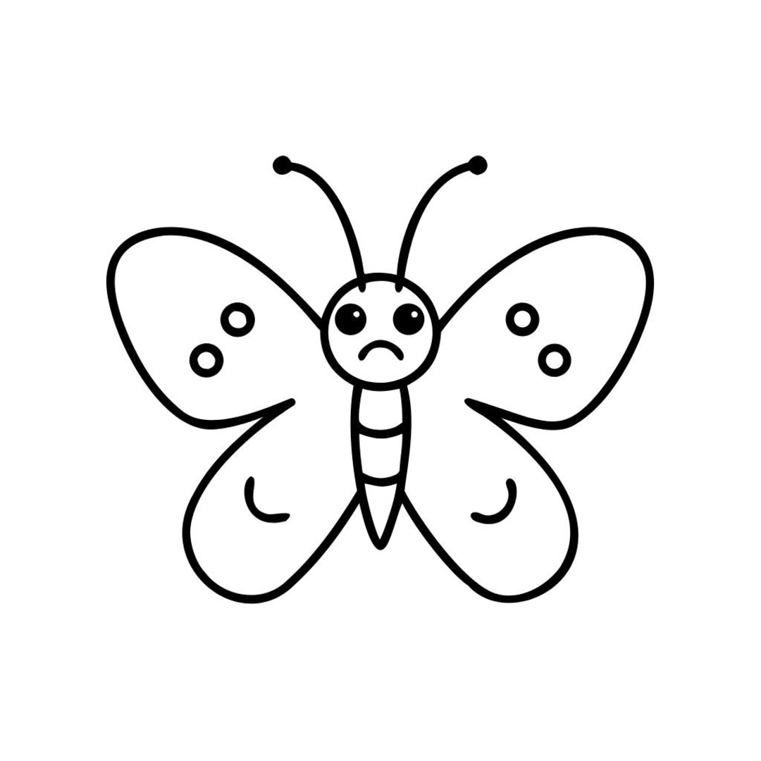 Sad Butterfly SVG PNG | Minimalist Black Outline Cut File for Cricut ...