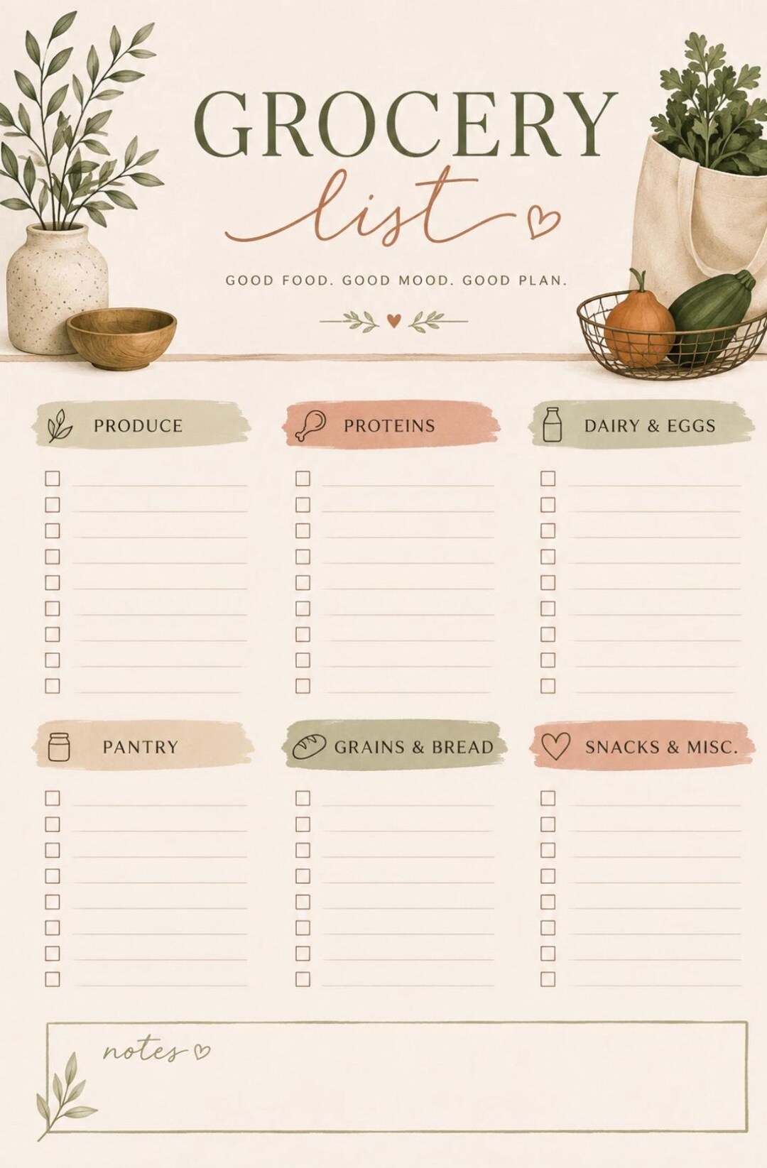 Printable Weekly Meal Planner & Grocery List (digital Download) - Etsy