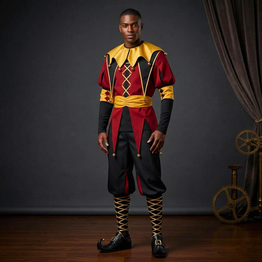 Pierrot Jester Cosplay Costume - Circus Freak Show Outfit - Medieval ...