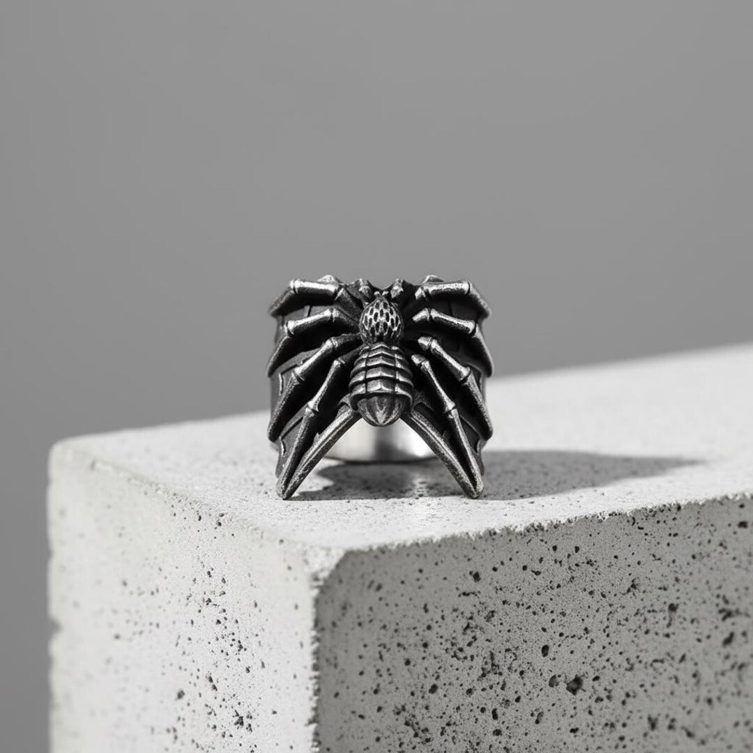 Gothic Spider Ring, Retro 316L Stainless Steel Punk Animal Amulet ...