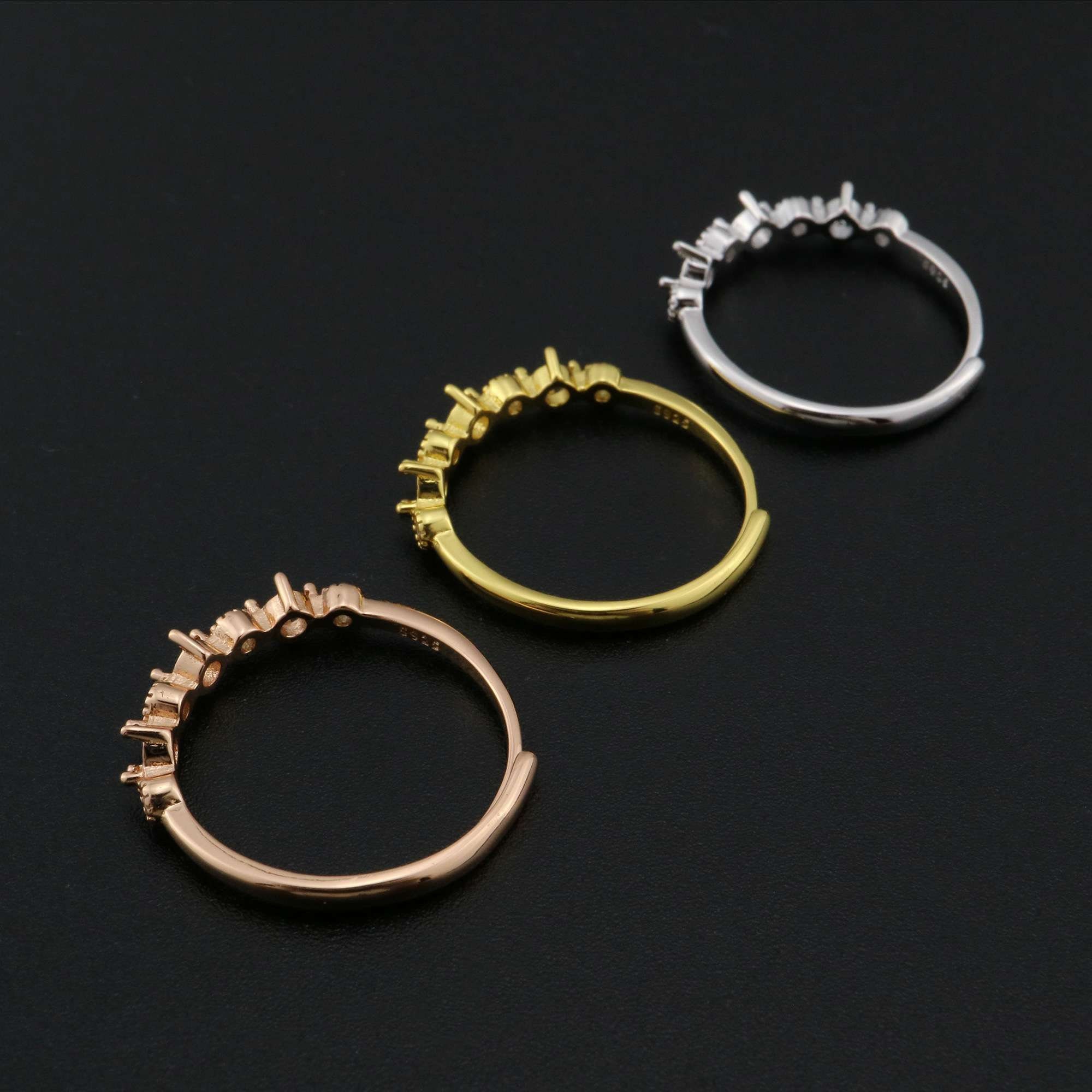 3MM Round Prong Ring Settings Solid 925 Sterling Silver Rose | Etsy