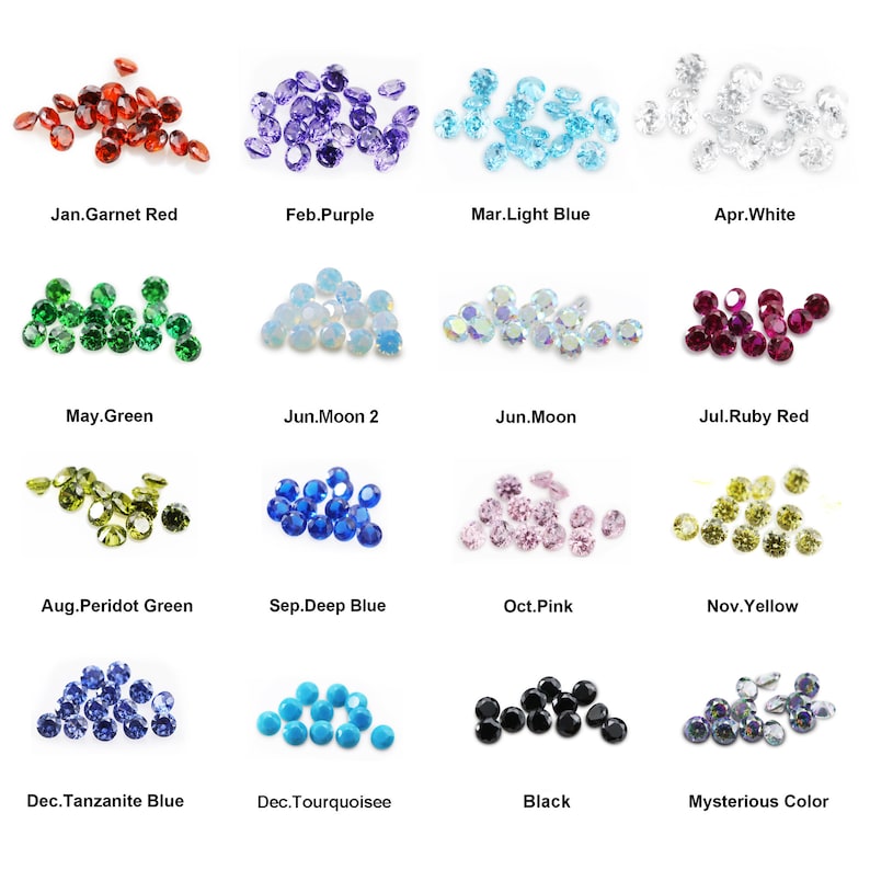 50pcs 2MM Imitation Birthstone Round Faceted Color Cubic Zirconia CZ ...