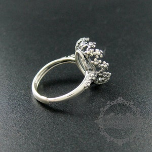 1pcs 15mm Setting Size Round Flowers Bezel Antiqued 925 Sterling Silver ...