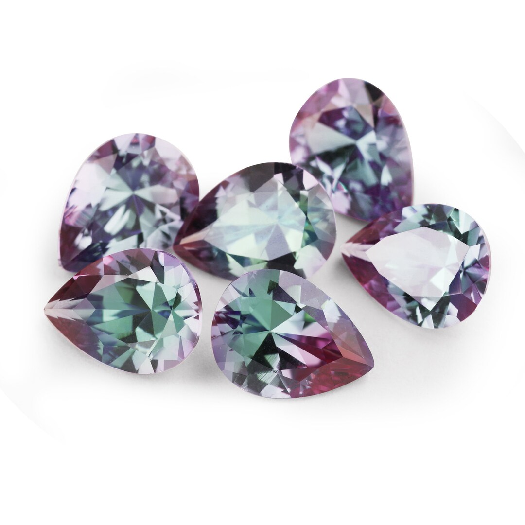 1PCS 6x8mm Simulated Alexandrite Pear Faceted Stone,color Change Stone ...