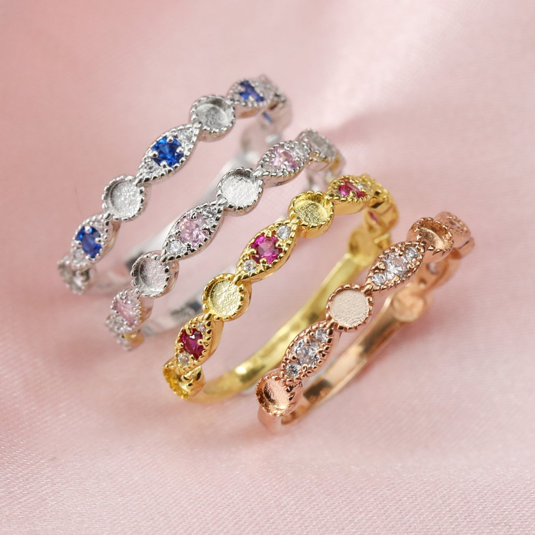 Solid 18K Gold Keepsake Ring Settings for Breast Milk Resin 2x4mm ...