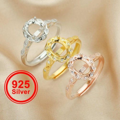 Heart Prong Ring Settings Art Deco Solid 925 Sterling Silver - Etsy