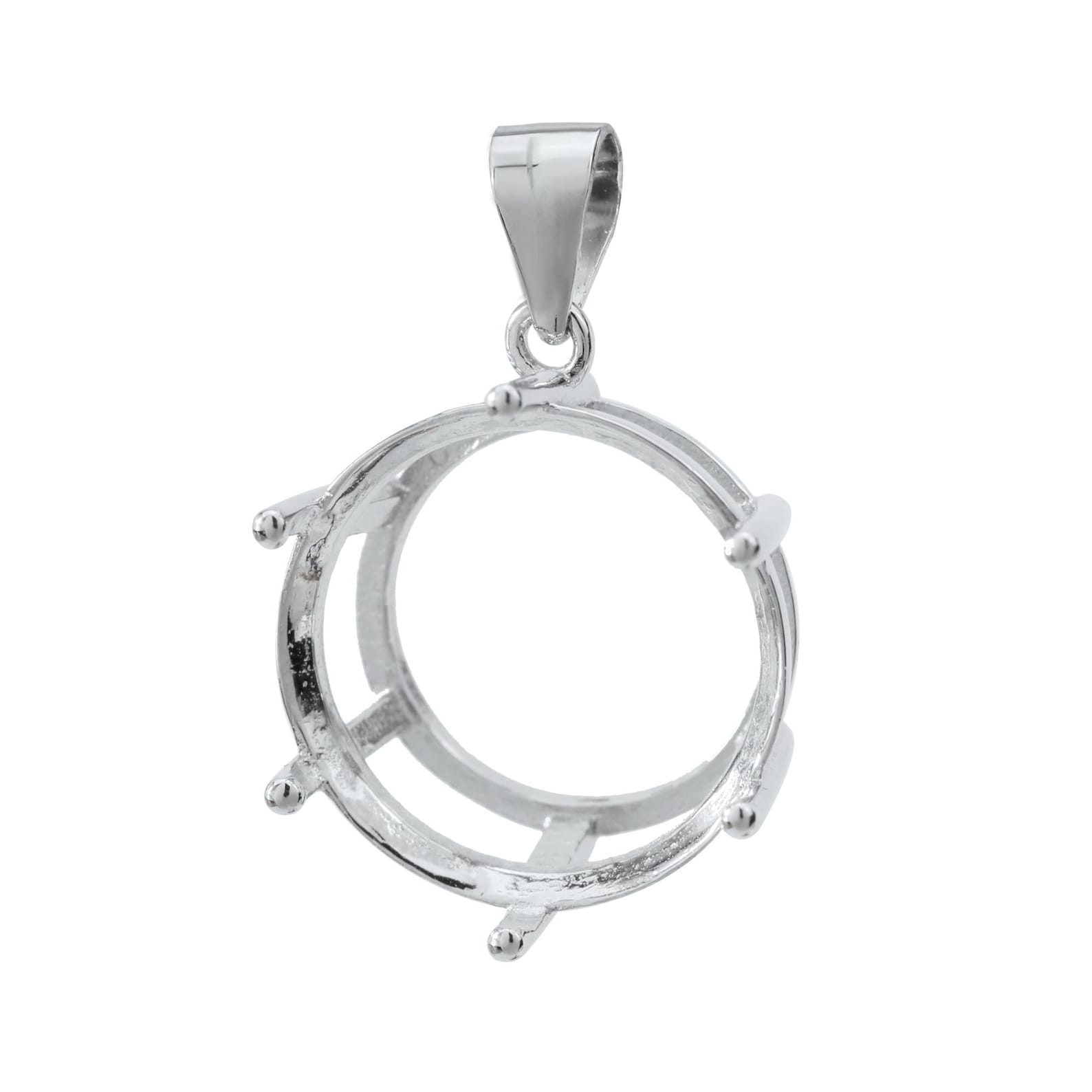 3-20MM Round 6 Prongs Pendant Settings Solid 925 Sterling Silver Charm ...