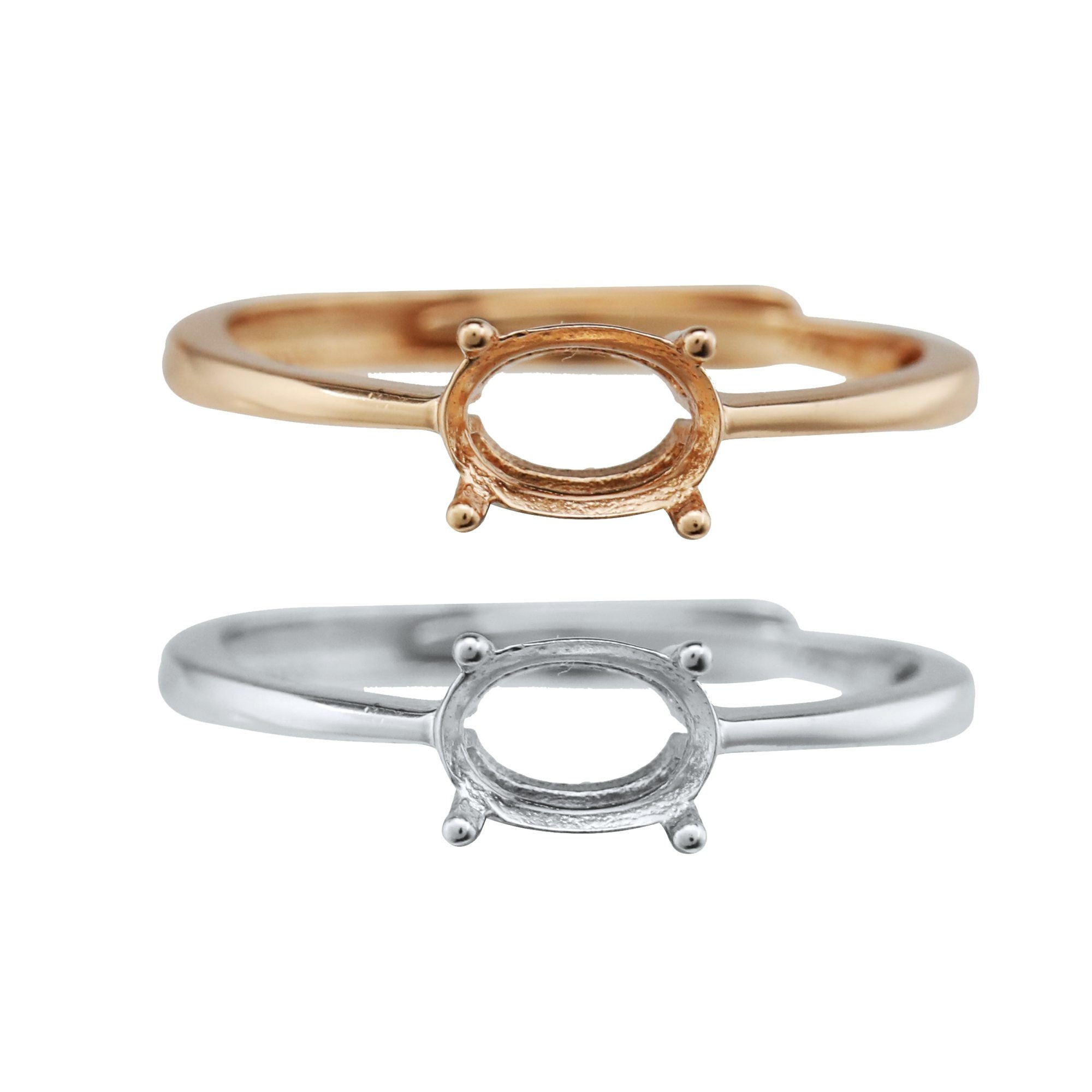 Simple Oval Prong Ring Settings Keepsake Resin Rose Gold - Etsy