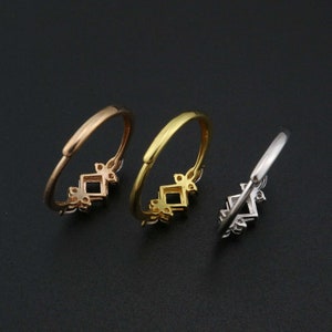 4MM Square Ring Settings Vintage Style Solid 925 Sterling Silver Rose ...