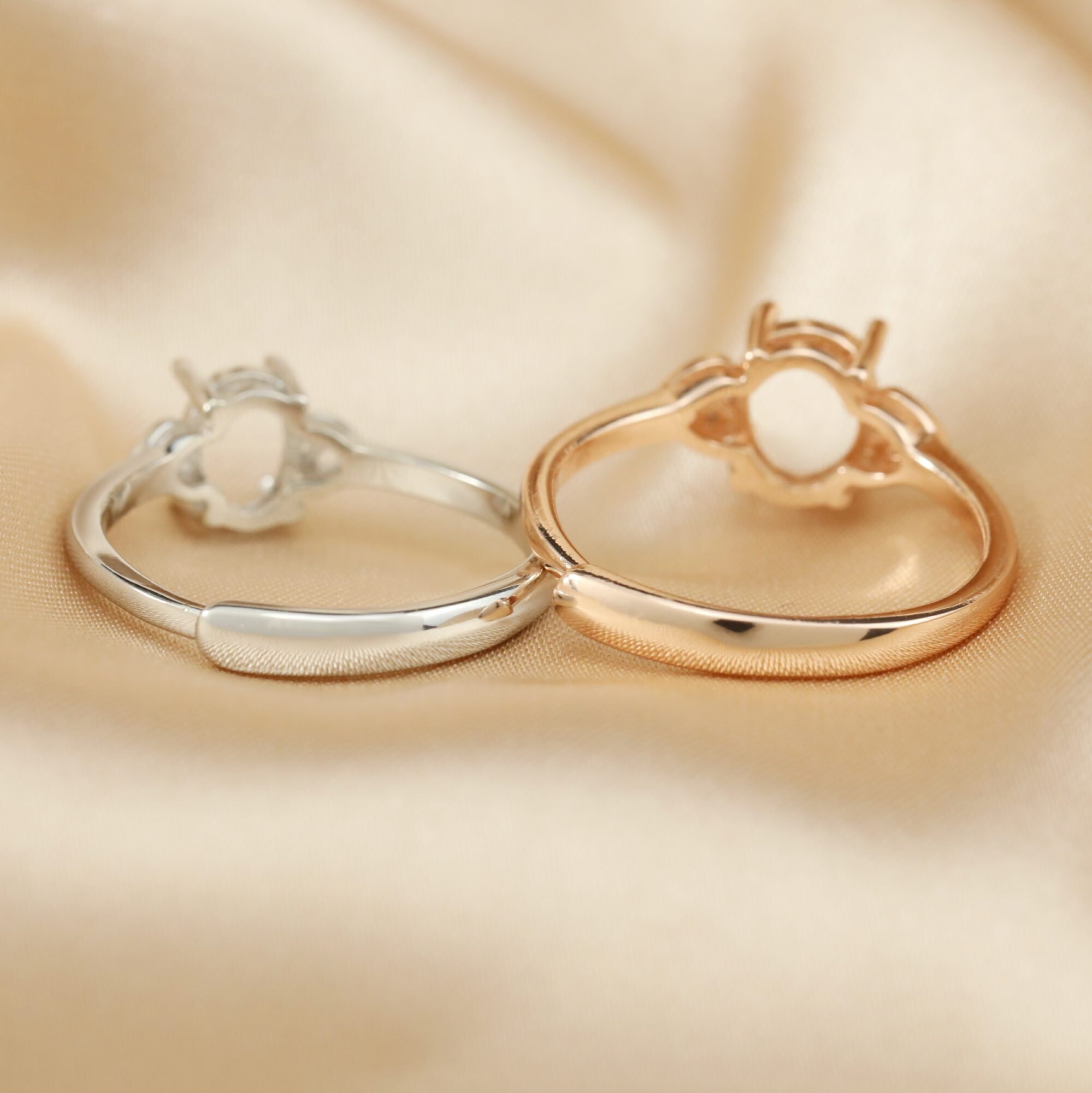 Oval Prong Ring Settings Heart Shank Keepsake Resin Rose Gold Plated ...