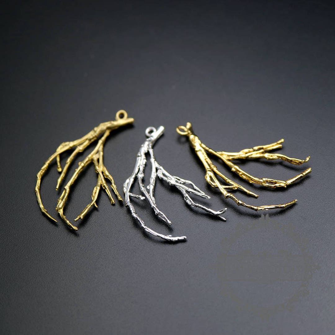 Customized 50pcs Raw Brass Color Tree Branch Bamboo Root Pendant Charm ...