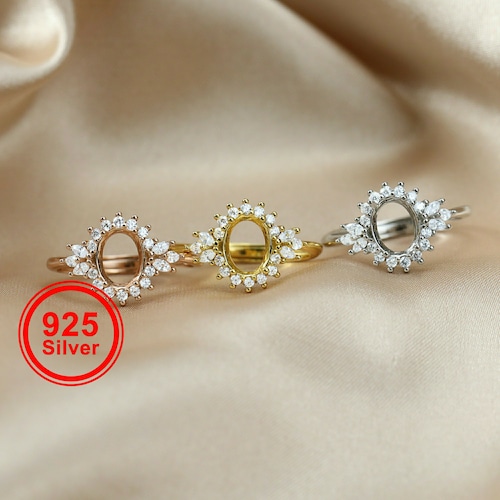 925 Sterling Silver Rectangle Shape Ring Prong Bezel Setting - Etsy