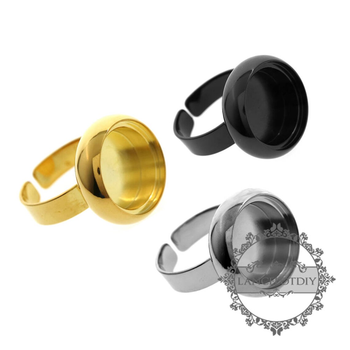 5pcs 16mm Round Bezel 5mm Depth Silvergun Blackgold Brass - Etsy