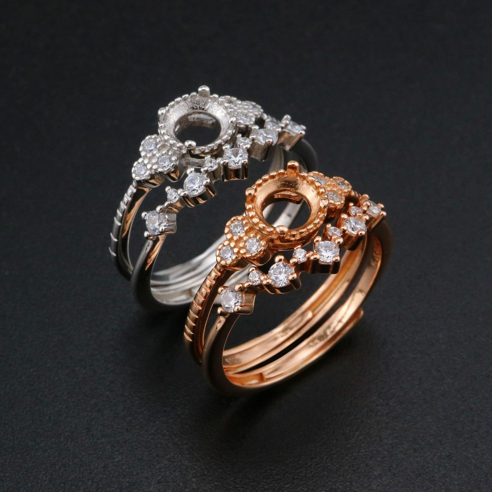 5MM Round Prong Ring Settings Stackable Vinatge Style Rose - Etsy