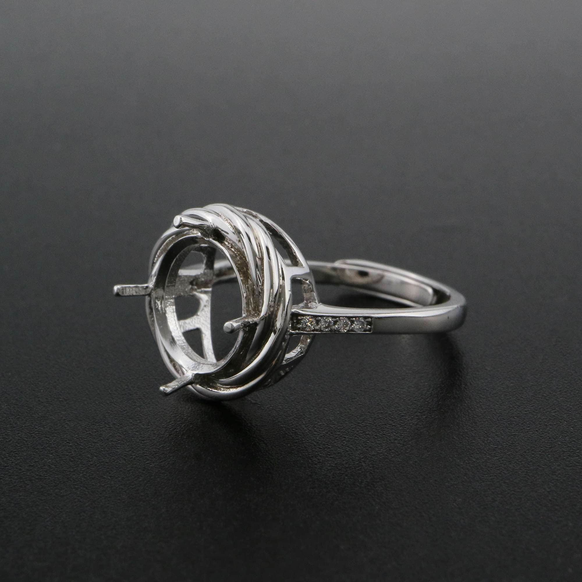 10MM Round Prong Ring Settings Solid 925 Sterling Silver DIY - Etsy