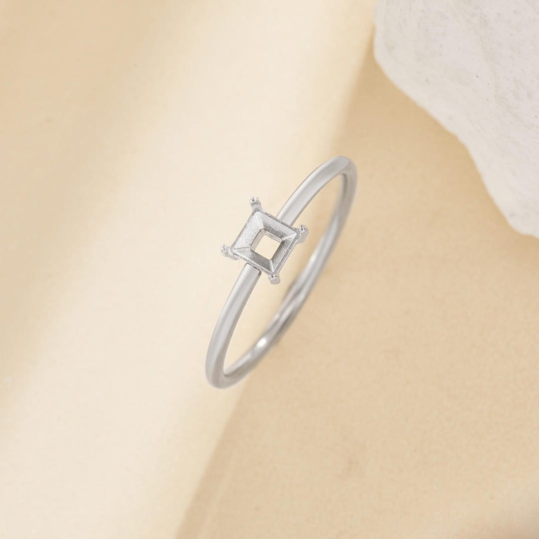 4MM Square Prong Ring Settings,stainless Steel Silver Square Ring ...