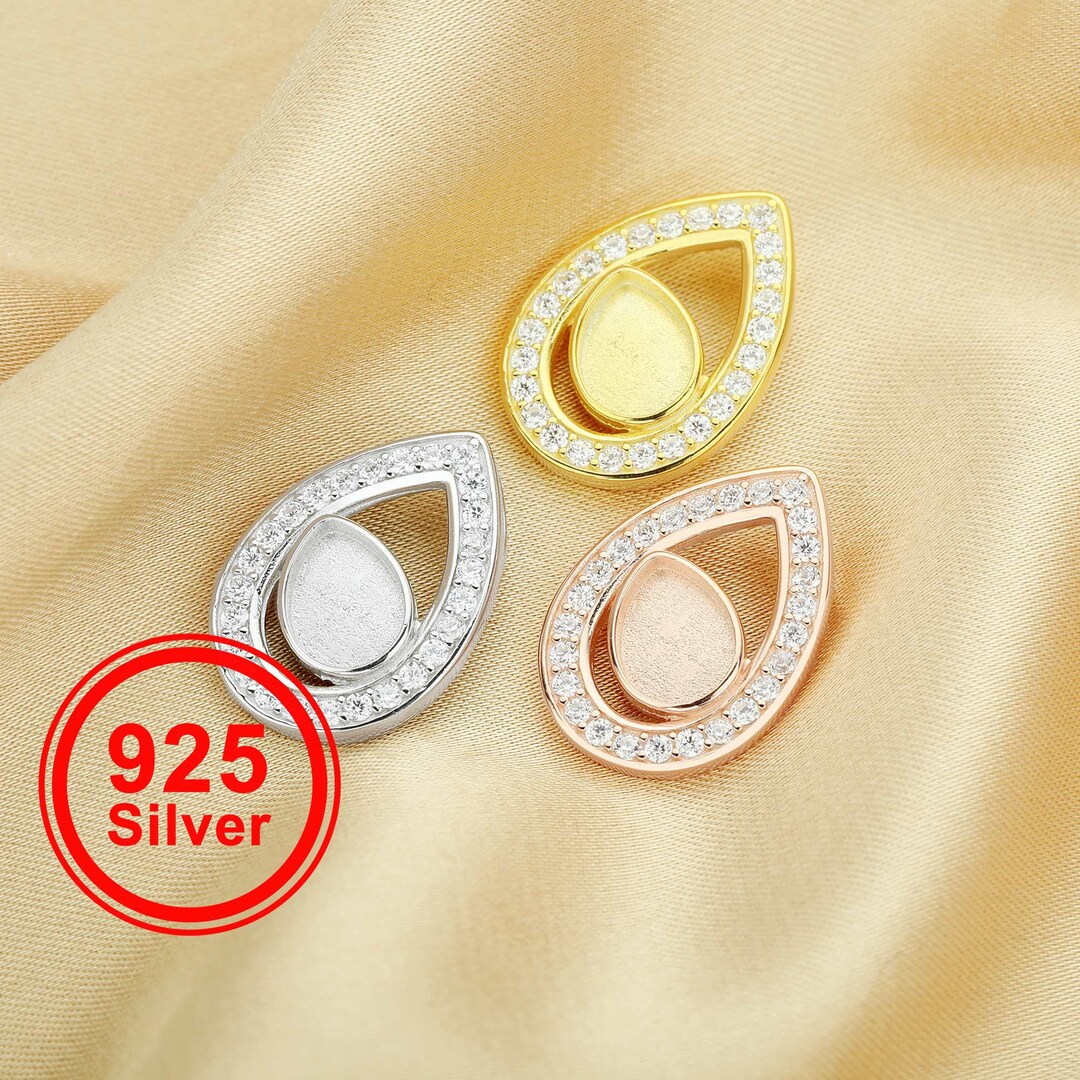 6x8mm Keepsake Breast Milk Bezel Pear Pendant Settings,solid 925 ...