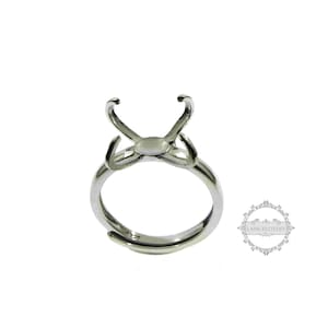1pcs Irregular Stone Prong Claw Bezel 925 Sterling Silver Adjustable ...