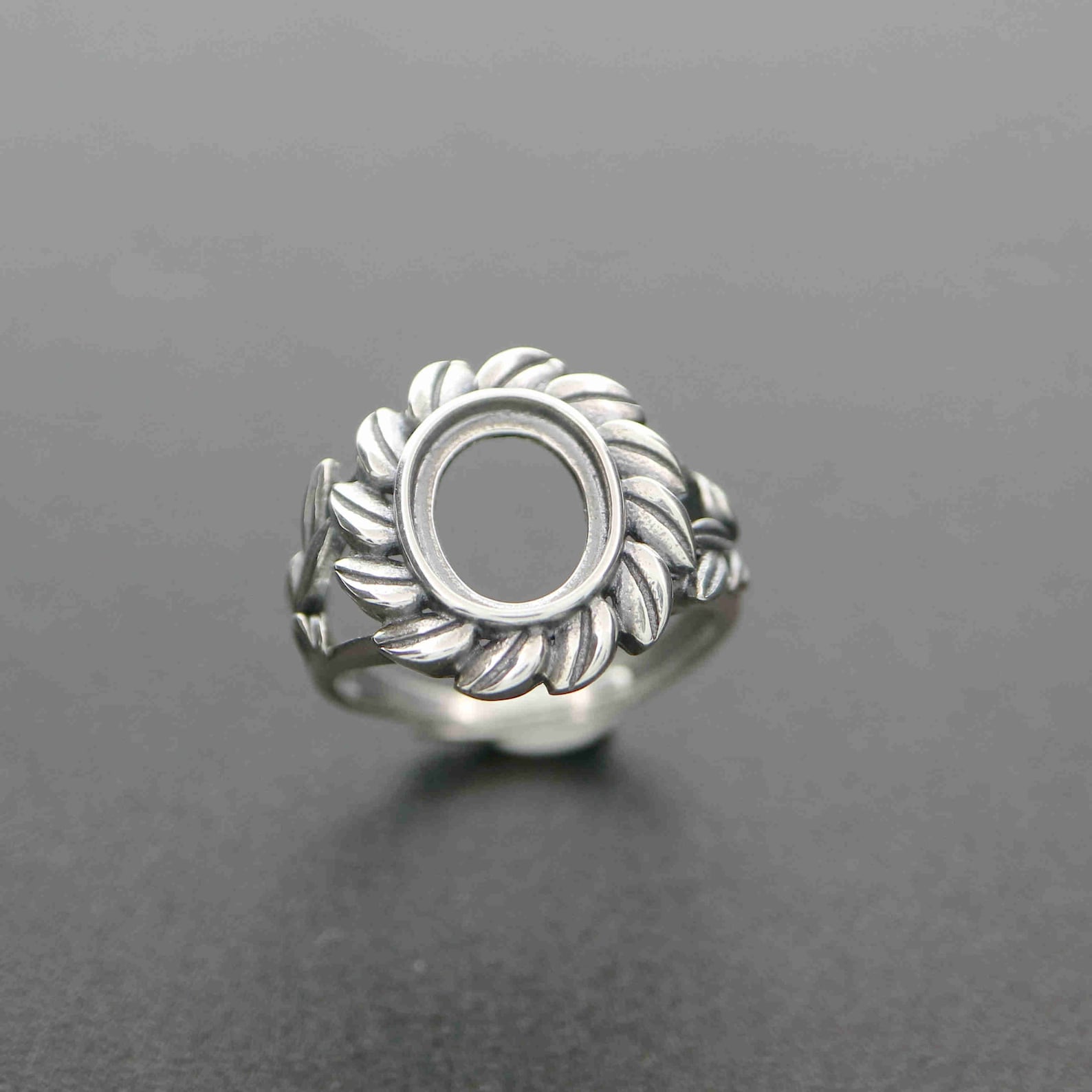 1pcs 8x10mm Oval Cabochon Bezel Tree Leaf Antiqued Solid 925 - Etsy
