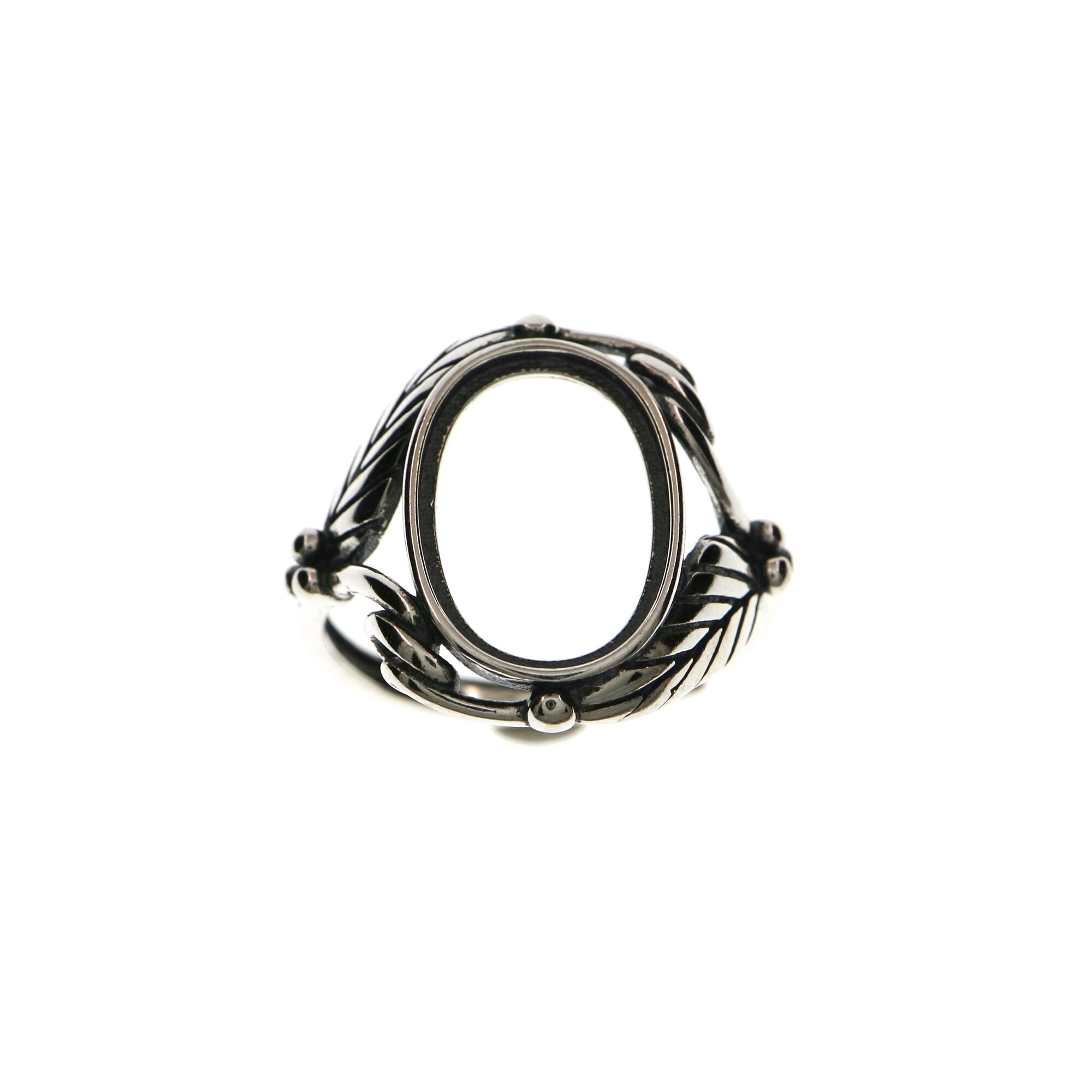 1pcs 10x14mm Oval Bezel 925 Sterling Silver Antiqued Leaf - Etsy