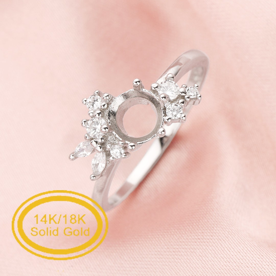 Round Prong Ring Setttings,keepsake Solid 14K 18K Gold Moissanite Ring ...