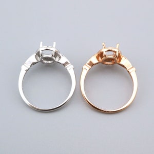 6x8mm Oval Halo Prong Ring Settings Solid 925 Sterling Silver Rose Gold ...