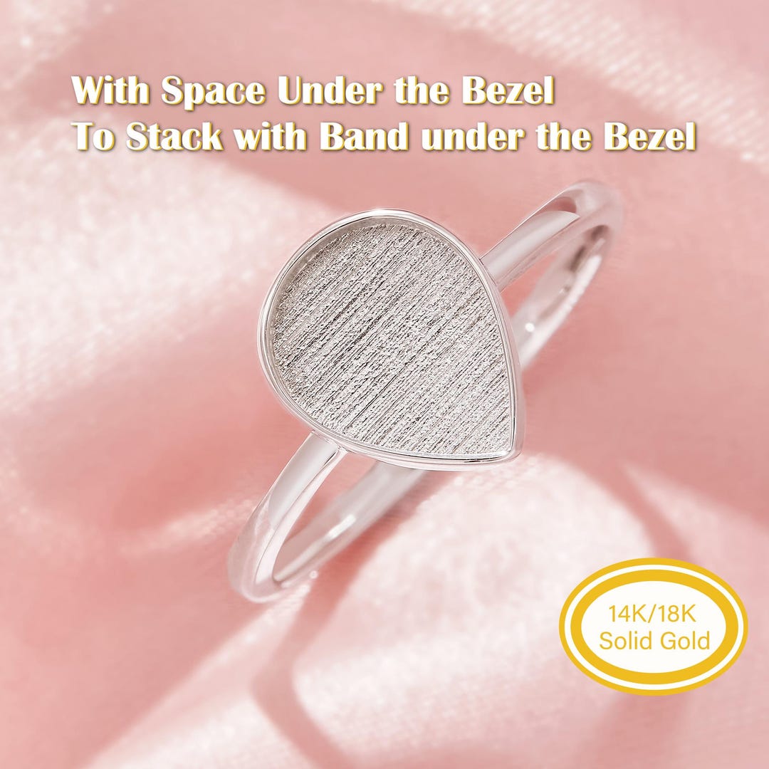 Keepsake Breast Milk Resin Pear Bezel Ring Settings,solid 14K 18K Gold ...