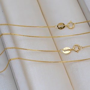 0.7MM Solid 18K Yellow Gold Necklace,au750 Necklace,18k Gold Necklace ...