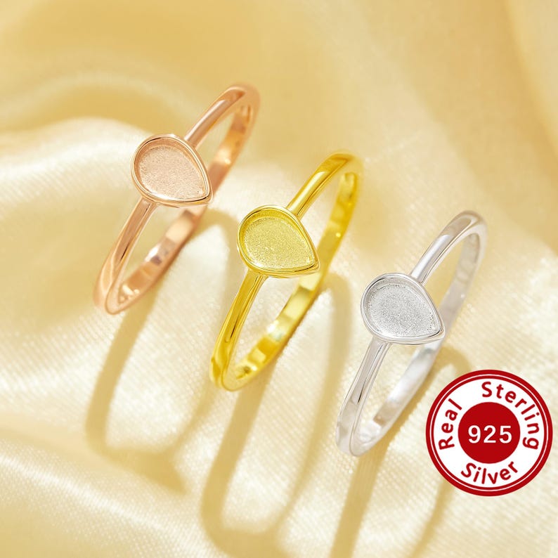 4x6mm Keepsake Mother Milk Resin Pear Ring Bezel Settings,solid 925 ...