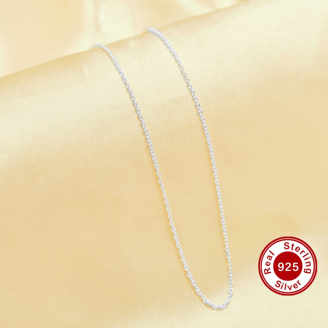 No Plated Original Silver Color Cable Oval Chain Necklace With ...