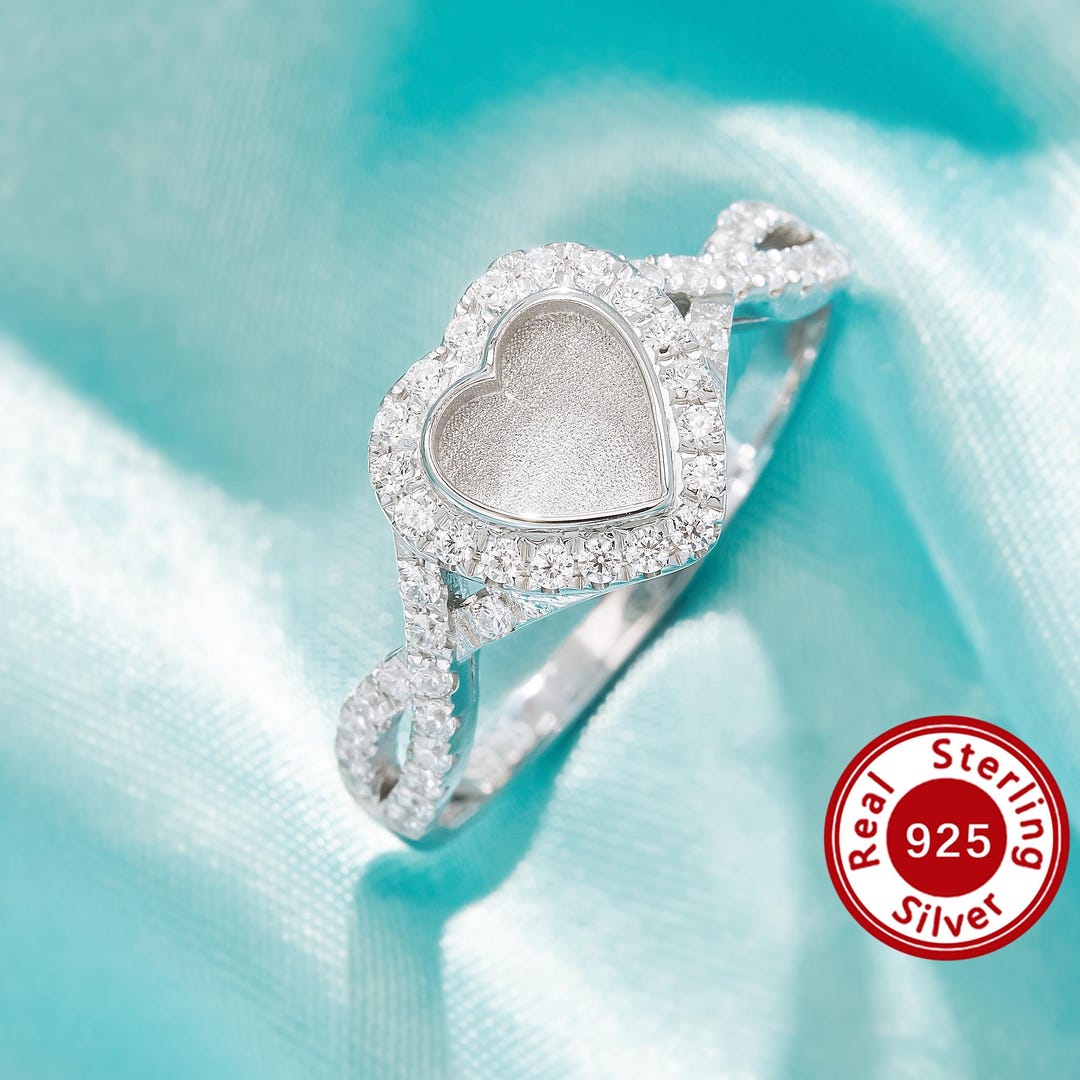 Keepsake Breast Milk Resin Heart Bezel Ring Settings,infinity Solid 925 ...