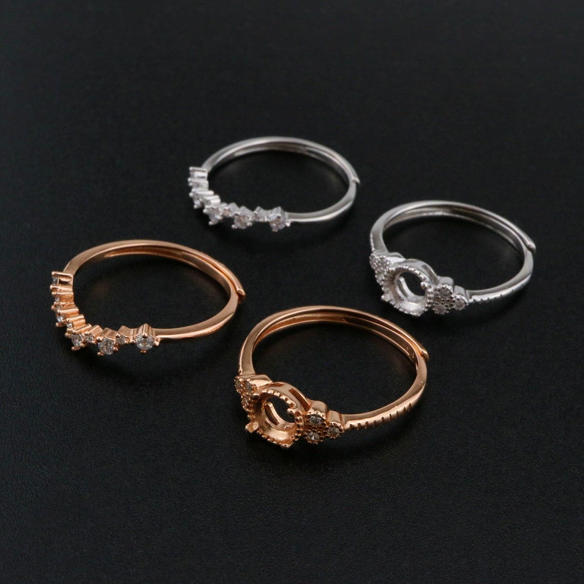 5MM Round Prong Ring Settings Stackable Vinatge Style Rose - Etsy