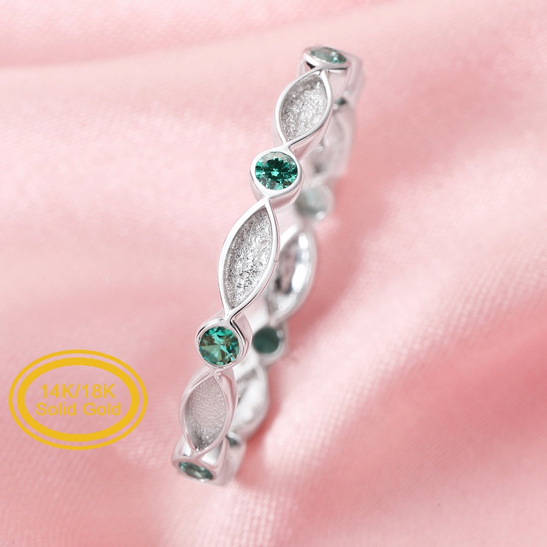 Full Band Keepsake Marquise Breast Milk Ring Bezel Solid 14K Gold Ring ...