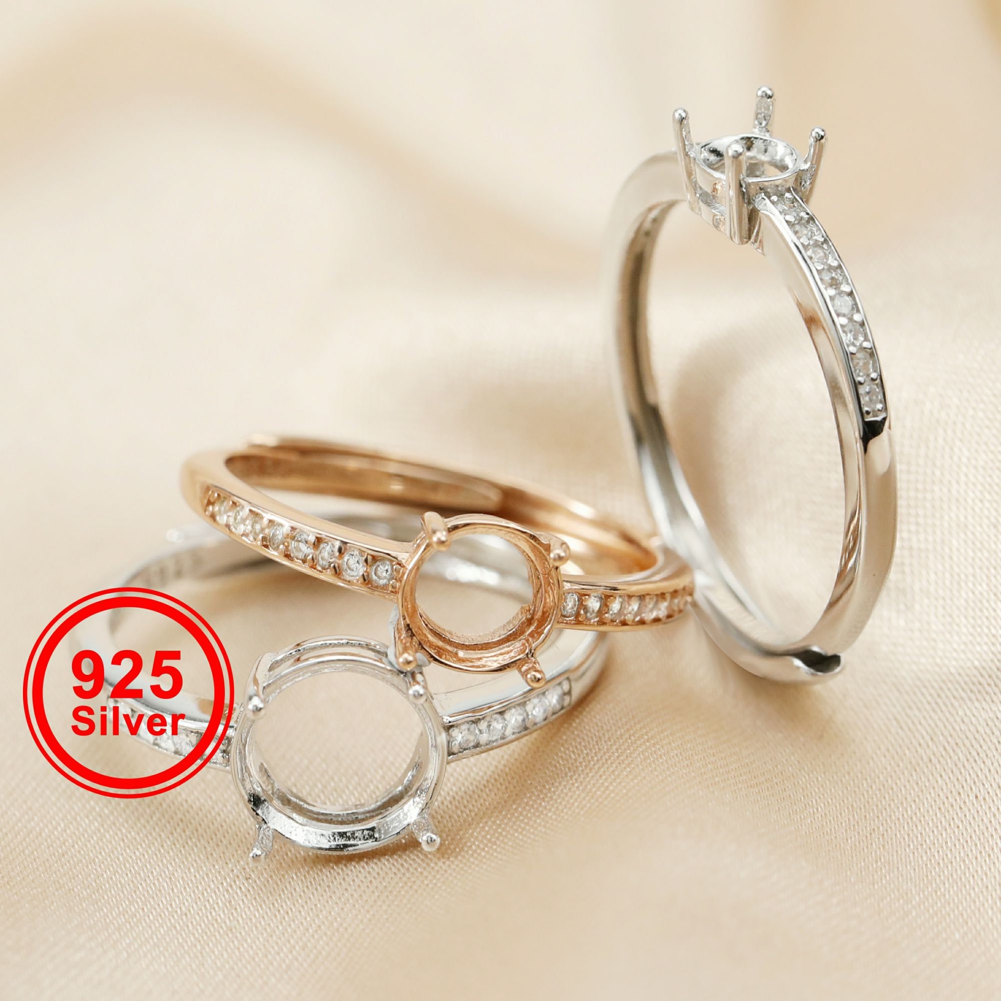 1pcs 4-10MM Round Simple Rose Gold Silver Gems CZ Stone Prong - Etsy