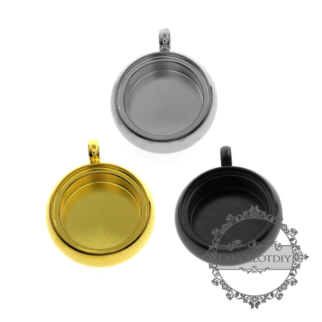5pcs 16mm Round Bezel 5mm Depth Gun Black,gold,silver Floating Pendant ...