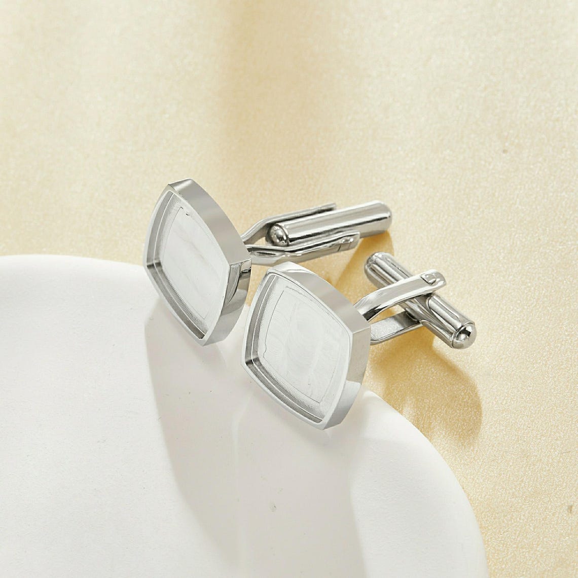 Cushion Square Stainless Steel Cuff Links Bezel Settings,customized DIY ...