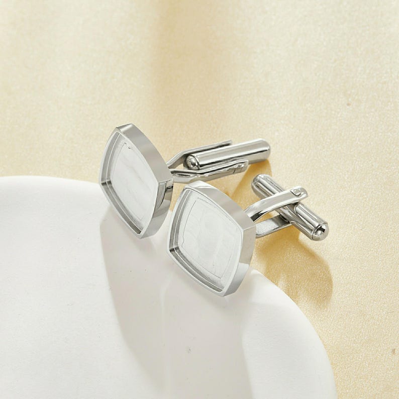 Cushion Square Stainless Steel Cuff Links Bezel Settings,customized DIY ...