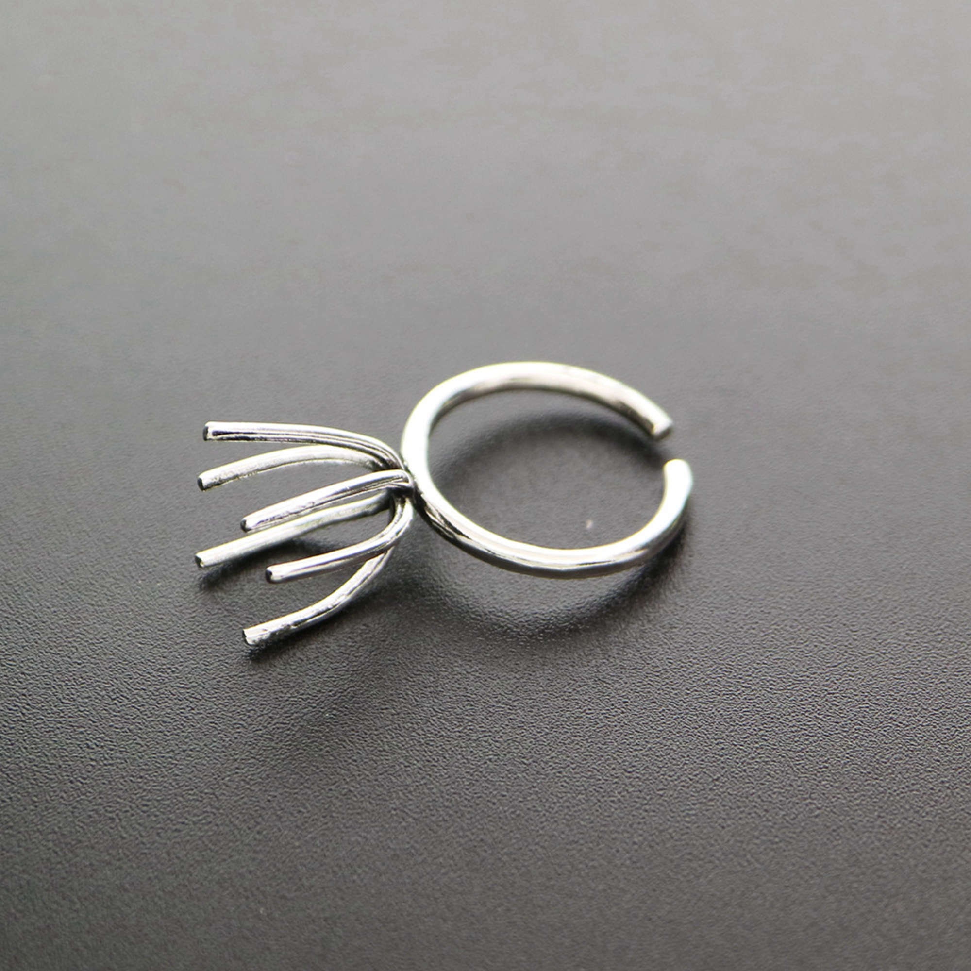 5pcs 15MM Long Prong Irregular Stone Adjutable Brass Ring Settings DIY ...